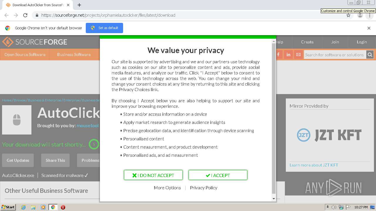 Malware analysis https://sourceforge.net/projects/orphamielautoclicker ...