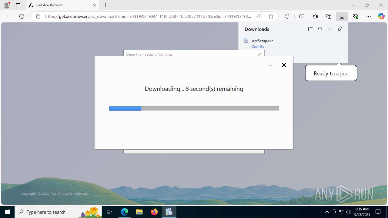 Malware analysis https://get.acebrowser.ai/a_download/?mid=743192f2 ...