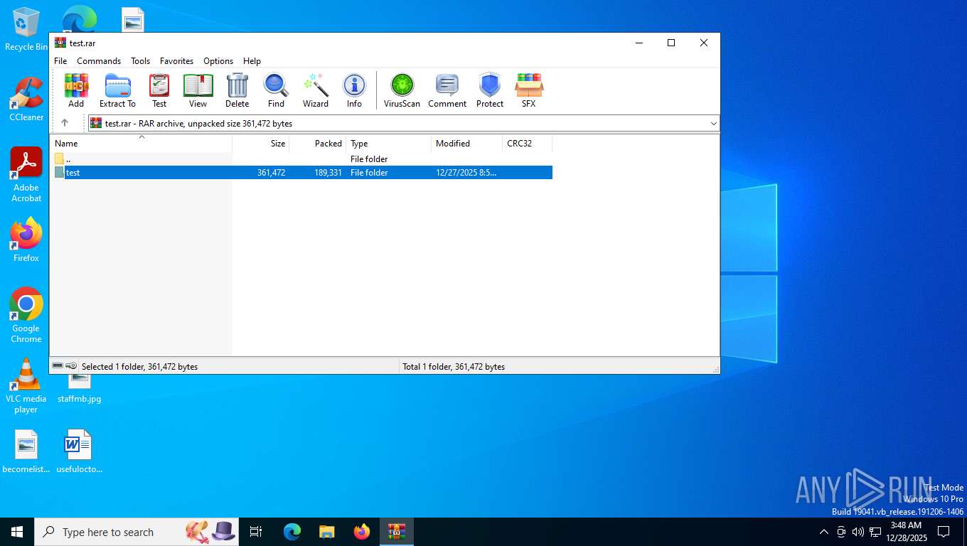 Malware analysis test.rar Malicious activity | ANY.RUN - Malware ...
