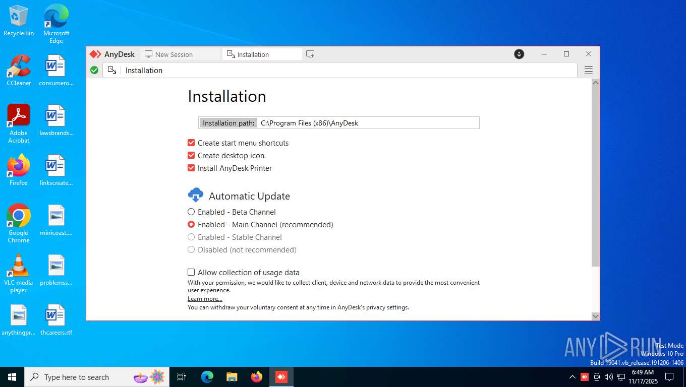 Malware analysis AnyDesk.exe Malicious activity | ANY.RUN - Malware ...