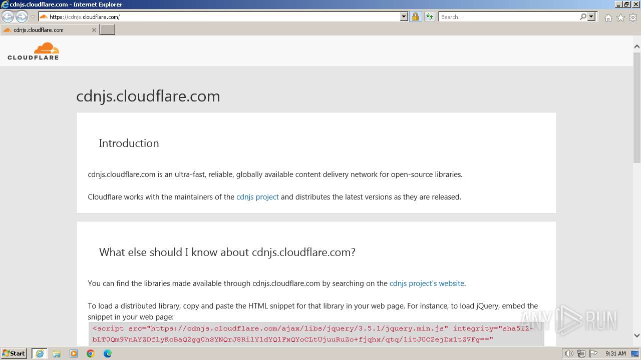 Malware analysis cdnjs.cloudflare.com No threats detected | ANY.RUN - Malware Sandbox Online