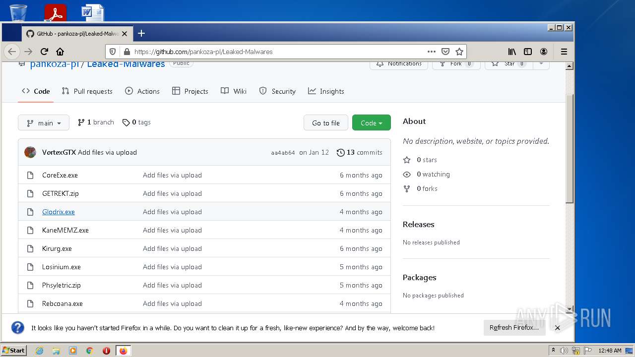 Malware analysis https://github.com/pankoza-pl/Leaked-Malwares ...