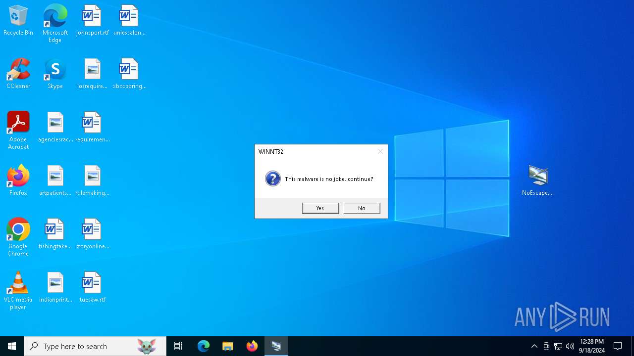 Malware analysis https://github.com/Sn8ow/NoEscape.exe_Virus Malicious activity | ANY.RUN ...