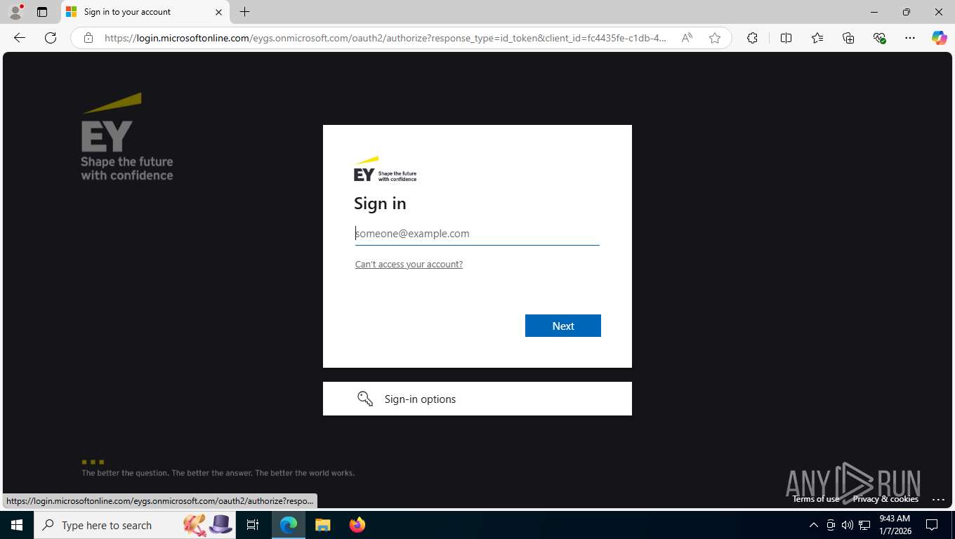 Analysis https://eyv.ey.com/integrityplus/SPOTS/#/login. Malicious ...