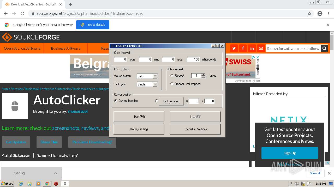 Malware analysis https://sourceforge.net/projects/orphamielautoclicker/ Malicious activity | ANY ...