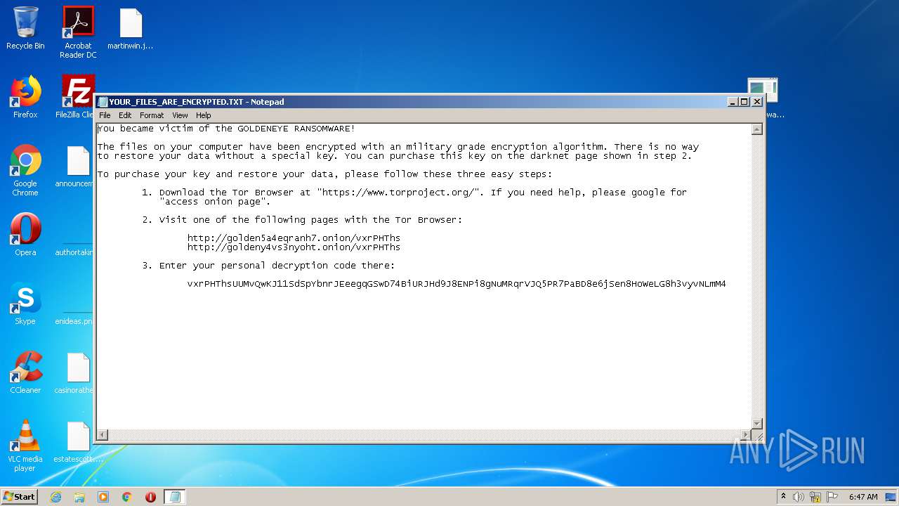 Malware analysis Ransomware.GoldenEye.zip Malicious activity | ANY.RUN ...