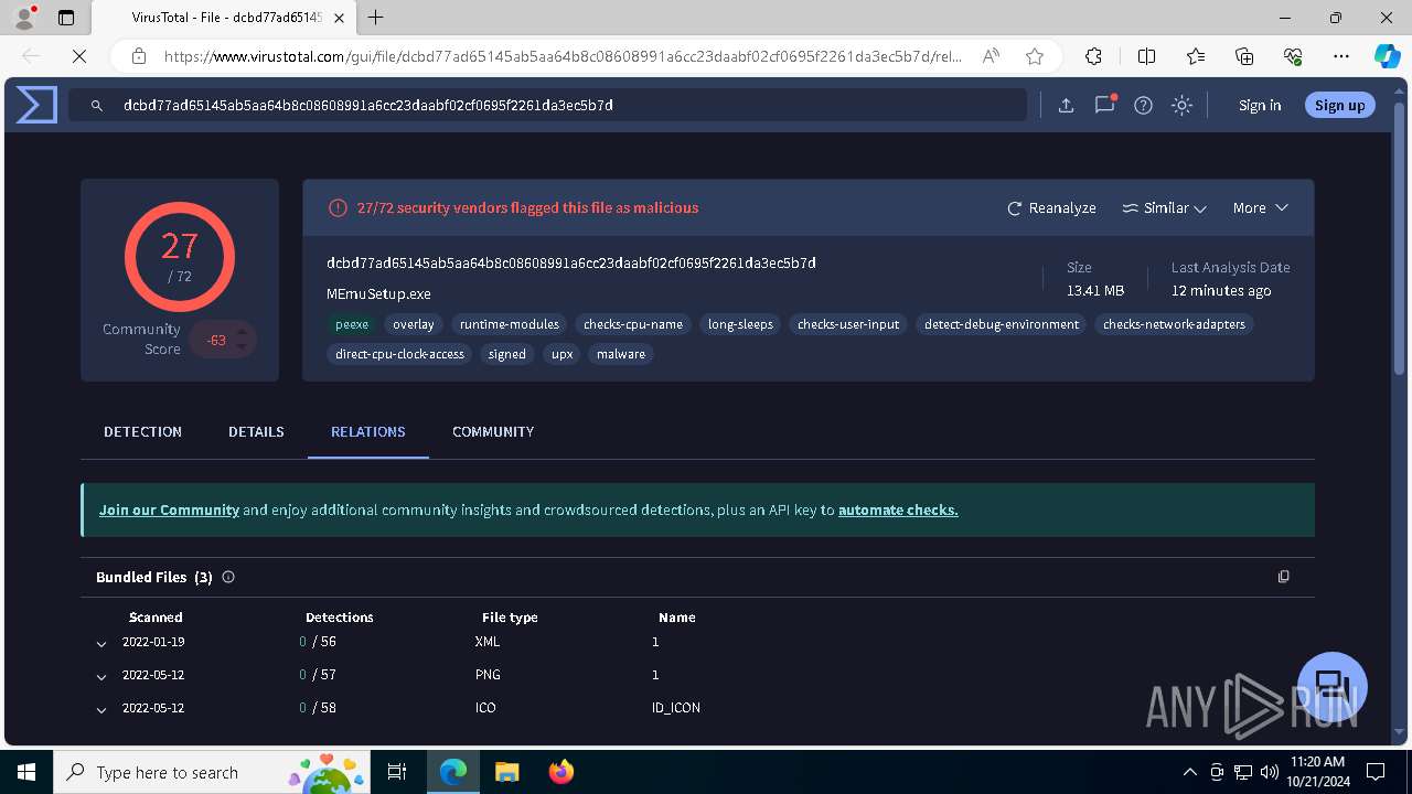 Malware analysis https://www.virustotal.com/gui/file ...
