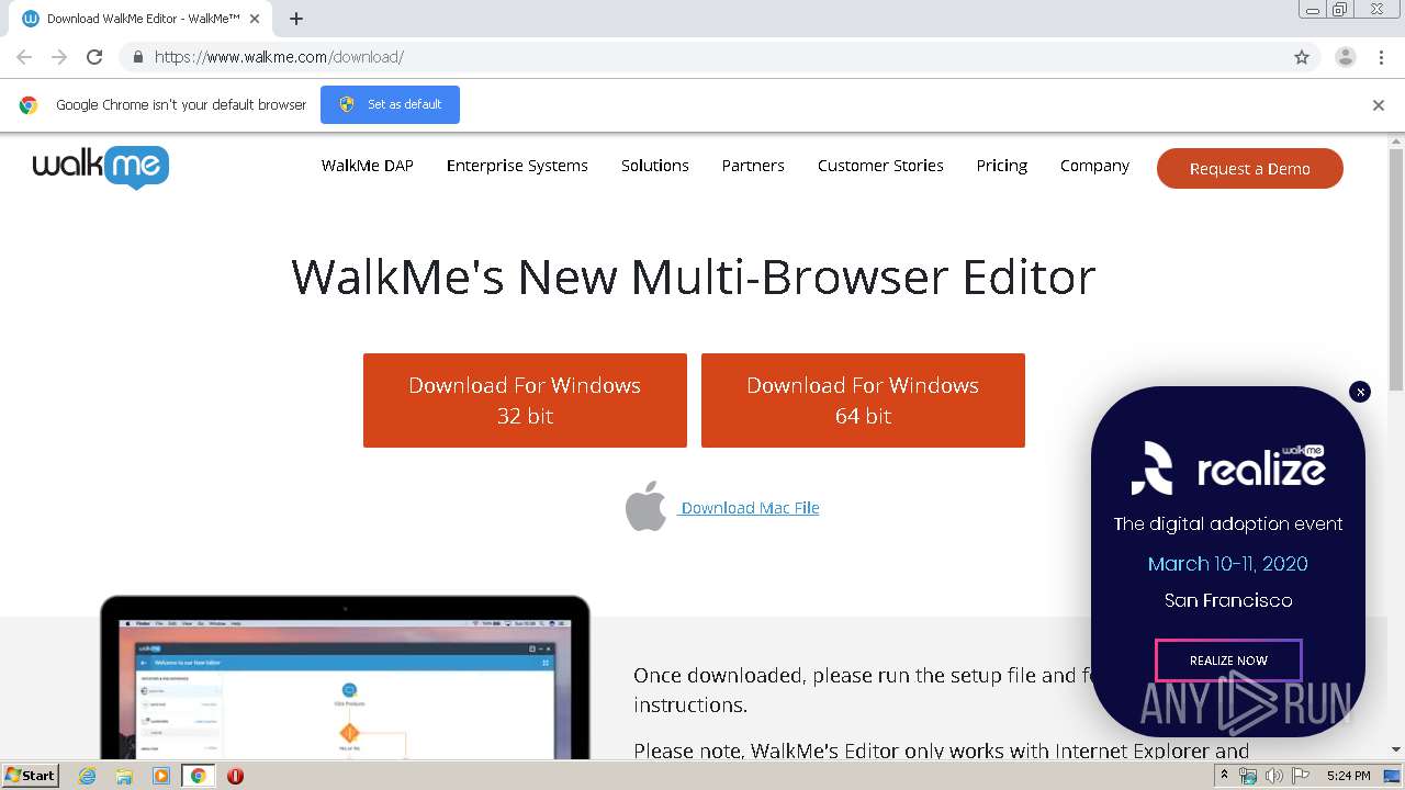 Analysis https://www.walkme.com/download/ Malicious activity - Interactive analysis ANY.RUN