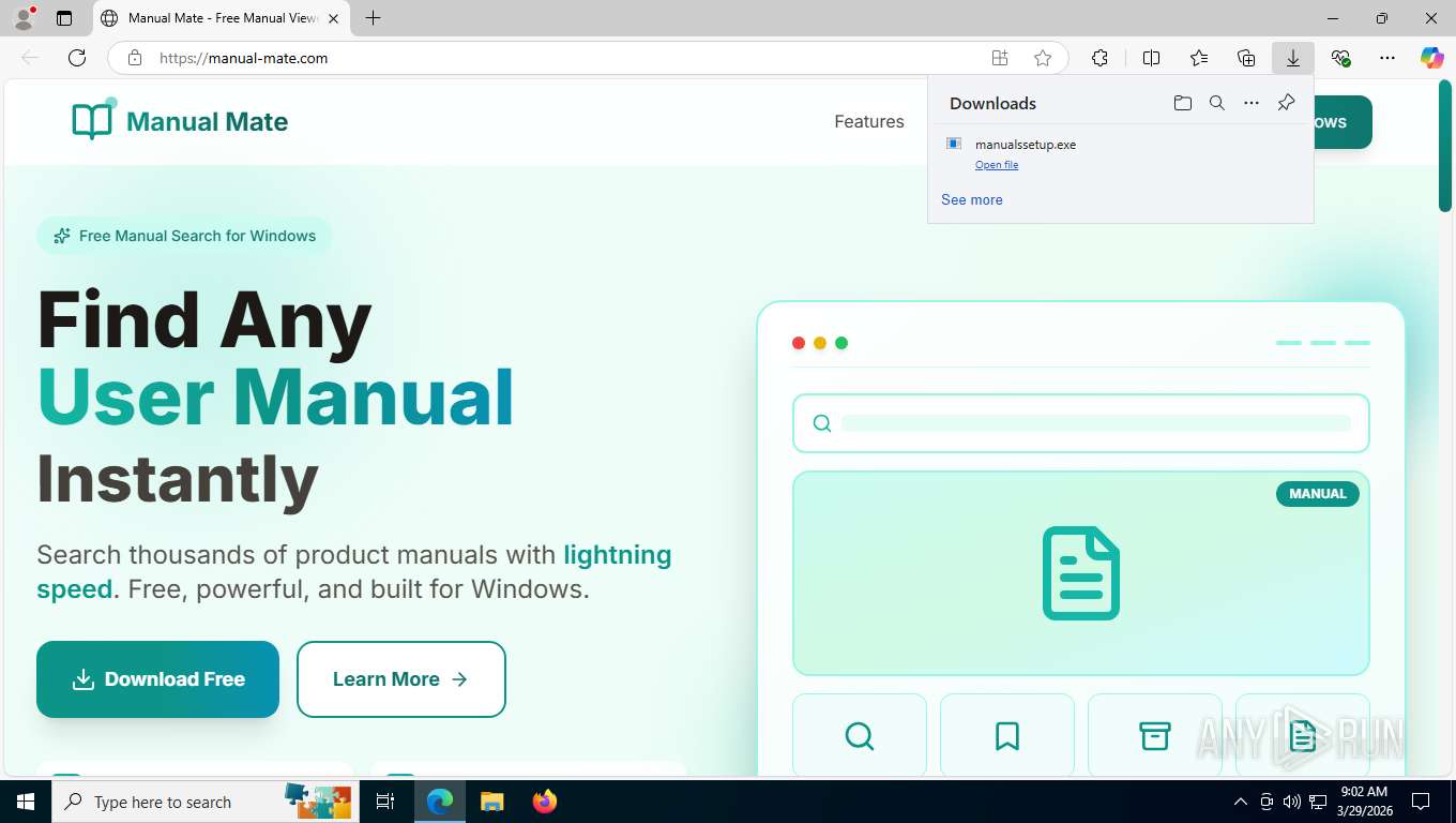 Malware analysis https://manual-mate.com/ Malicious activity | ANY.RUN ...