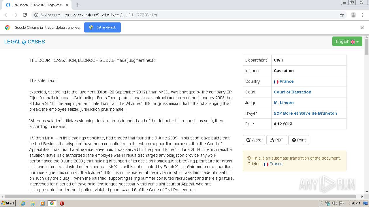 Malware analysis http://casesvrcgem4gnb5.onion.ly/en/act-fr1-177236 ...