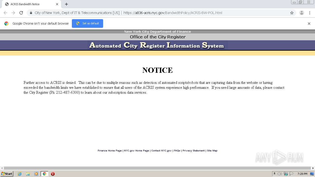 Analysis http://a836-acris.nyc.gov/ No threats detected - Interactive analysis ANY.RUN