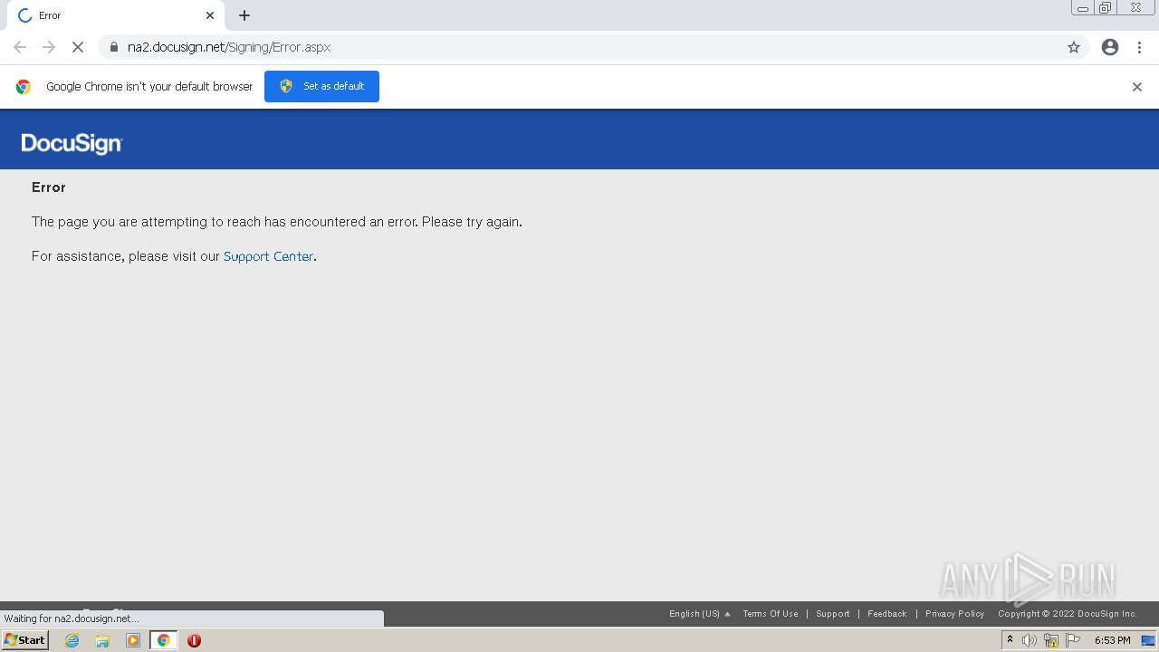 Malware analysis https://na2.docusign.net/Signing/EmailStart.aspx?a=45ba176e-a58c-4756-b694 ...