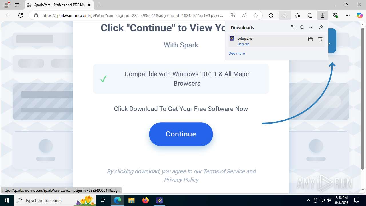 Malware analysis https://sparkware-inc.com/getWare?campaign_id ...