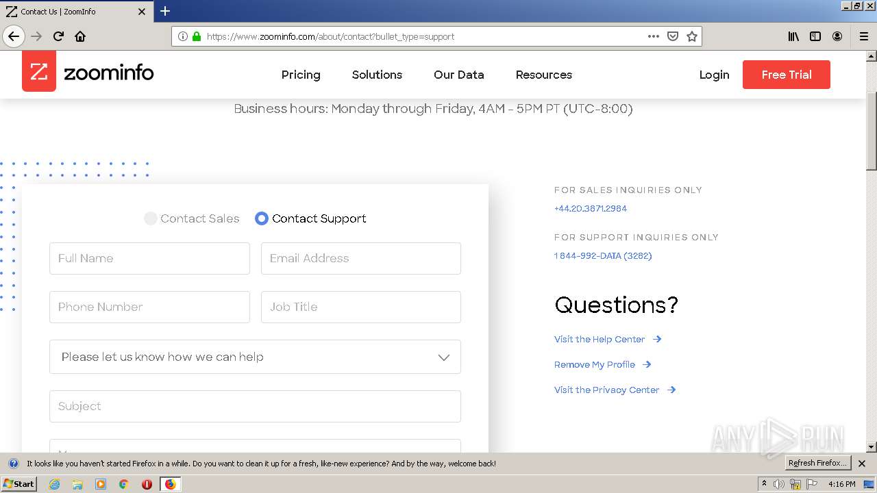 Malware analysis https://zoominfo.com Malicious activity | ANY.RUN ...