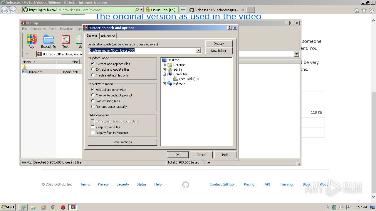 Malware analysis https://github.com/FlyTechVideos/000exe/releases Malicious activity | ANY.RUN ...