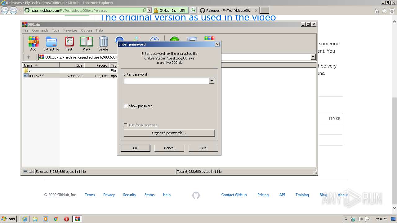 Malware analysis https://github.com/FlyTechVideos/000exe/releases ...