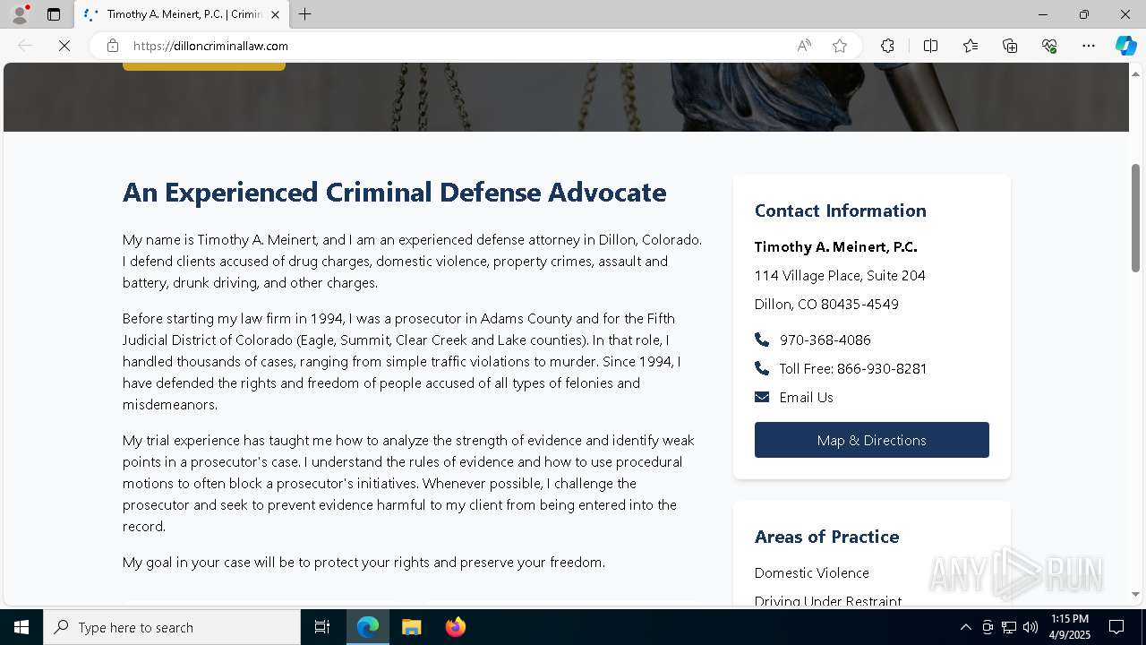 Analysis DillonCriminalLaw.com Malicious activity - Interactive analysis ANY.RUN