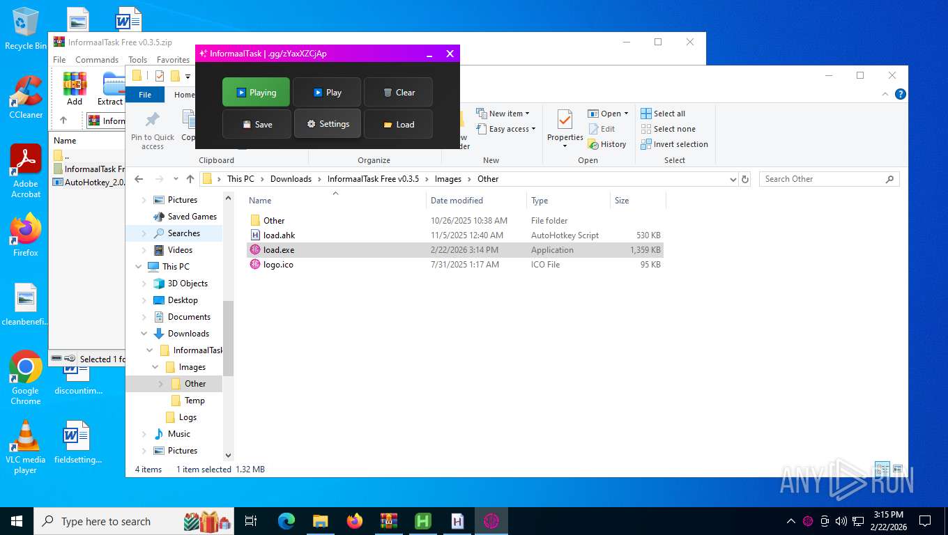 Malware analysis InformaalTask Free v0.3.5.zip Malicious activity | ANY ...