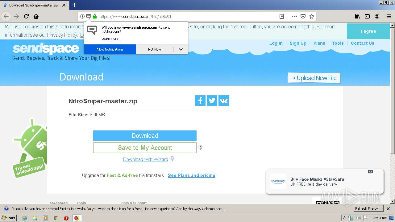 Malware analysis https://www.sendspace.com/file/hc8u91 Malicious ...