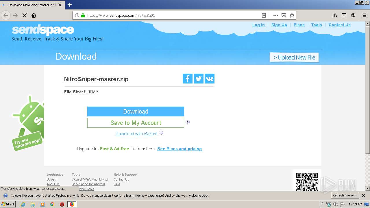 Malware analysis https://www.sendspace.com/file/hc8u91 Malicious ...