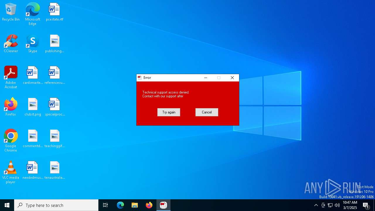 Analysis test.exe (MD5: 0D937BA802C989D46B111AE7F8B3CB13) Malicious ...