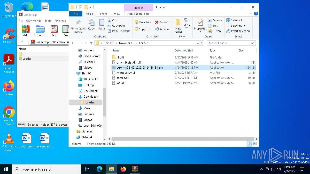 Analysis Loader.zip (MD5: 352FB1C8040096EAA5ADD7178B31D68E) Malicious ...