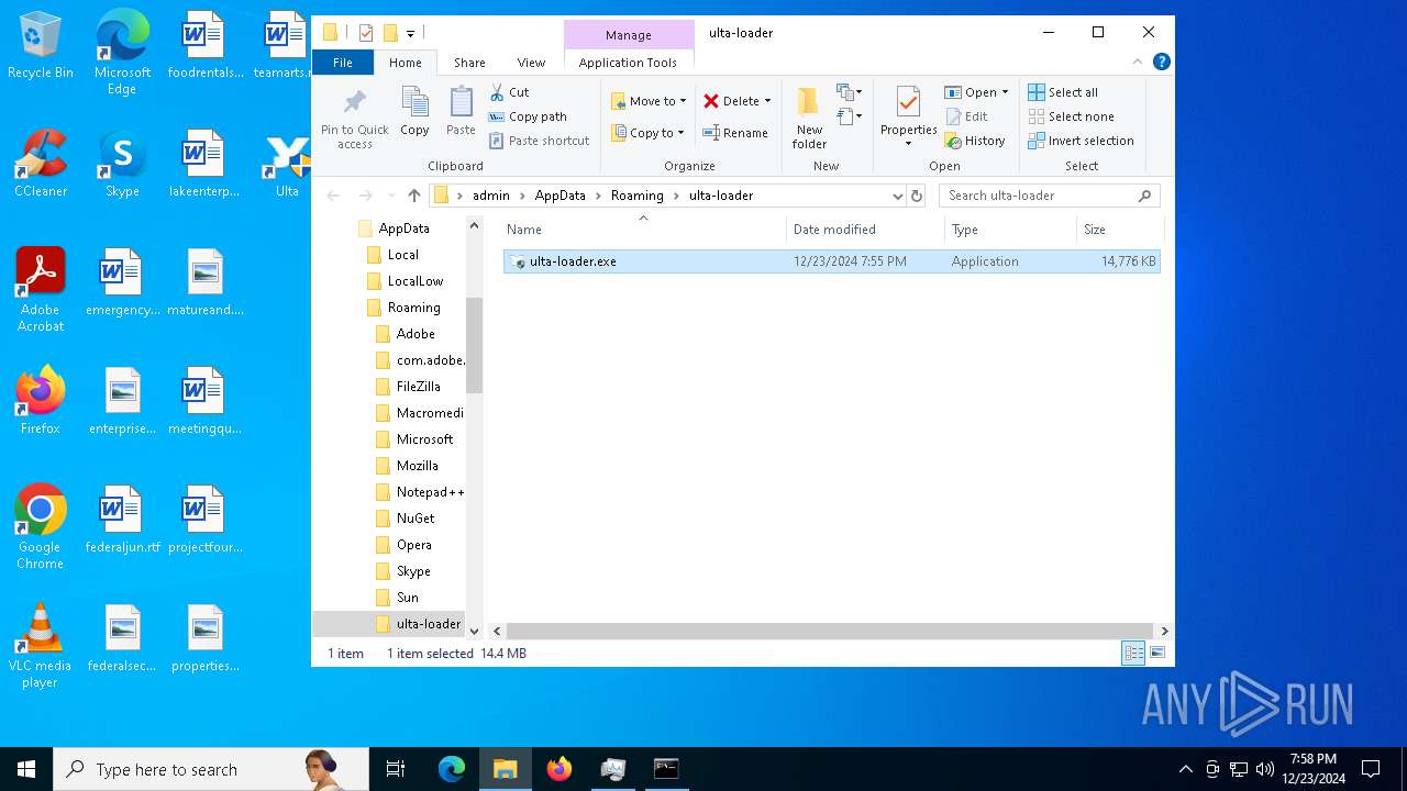 Malware analysis ulta-loader.exe Malicious activity | ANY.RUN - Malware ...