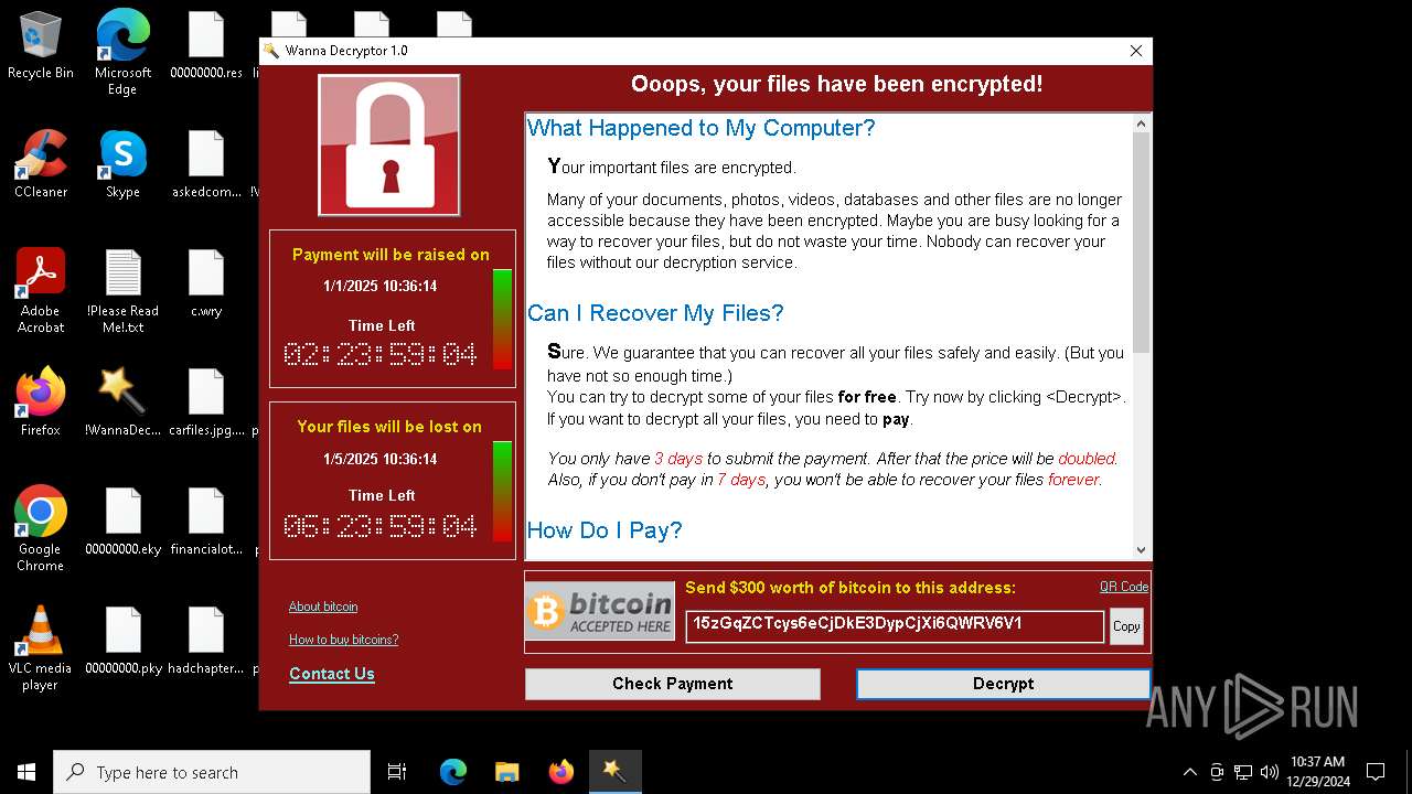 Analysis WannaCry.exe (MD5: 5C7FB0927DB37372DA25F270708103A2) Malicious activity - Interactive ...
