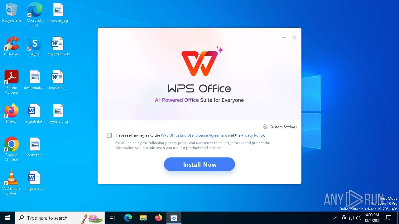 Malware analysis wps_lid.lid-e8lw6RRF8fcv.exe Malicious activity | ANY.RUN - Malware Sandbox Online
