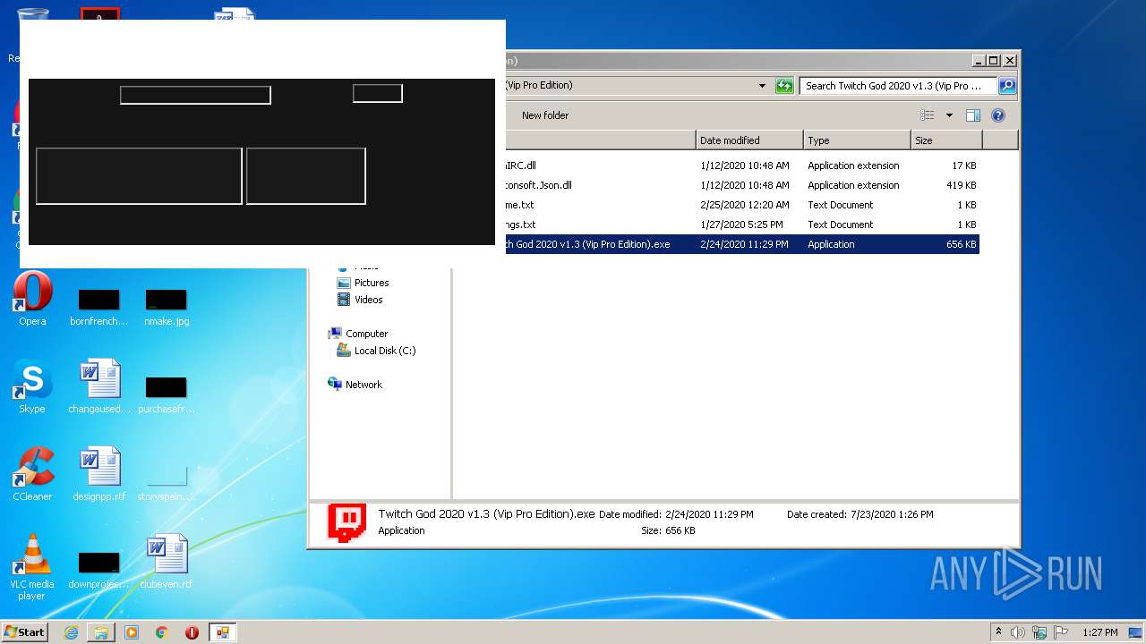 Malware analysis Twitch God 2020 v1.3 (Vip Pro Edition).rar Malicious activity | ANY.RUN ...