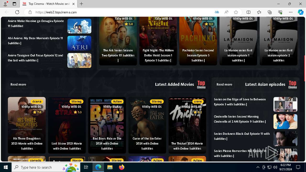 Malware analysis web2.topcinema.cam Malicious activity | ANY.RUN ...