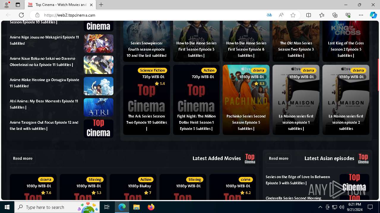Malware analysis web2.topcinema.cam Malicious activity | ANY.RUN ...