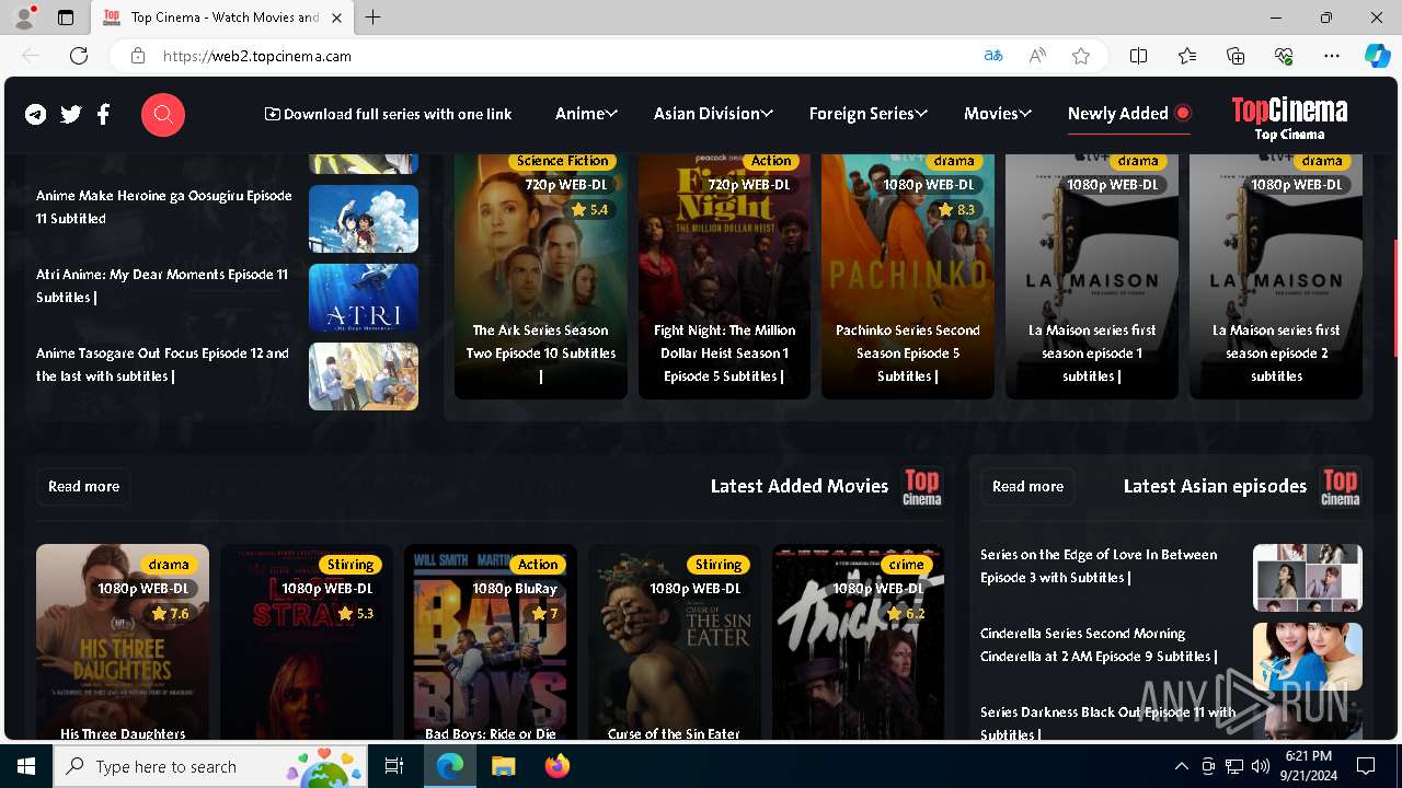 Malware analysis web2.topcinema.cam Malicious activity | ANY.RUN ...