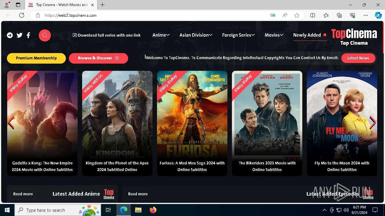 Malware analysis web2.topcinema.cam Malicious activity | ANY.RUN - Malware Sandbox Online