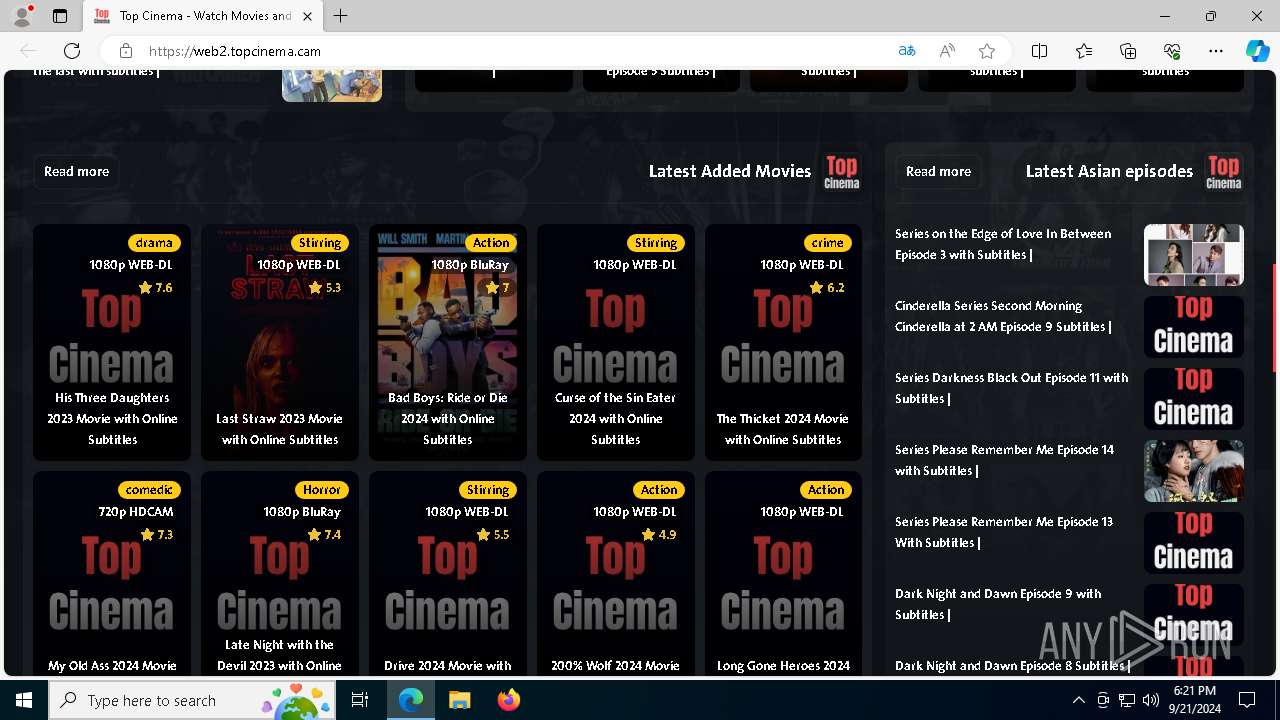 Malware analysis web2.topcinema.cam Malicious activity | ANY.RUN ...
