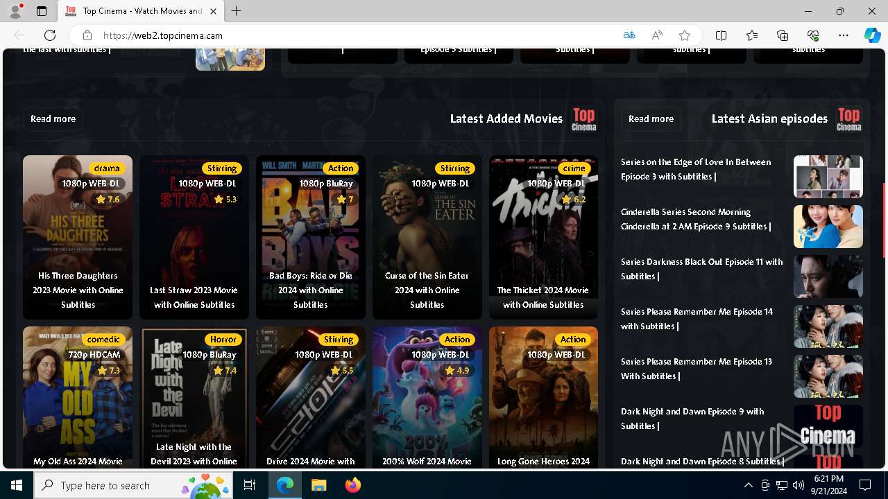 Malware analysis web2.topcinema.cam Malicious activity | ANY.RUN ...