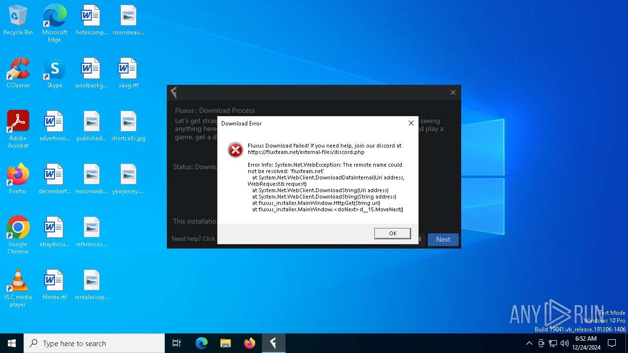 Malware analysis Fluxus V7.exe Malicious activity | ANY.RUN - Malware ...