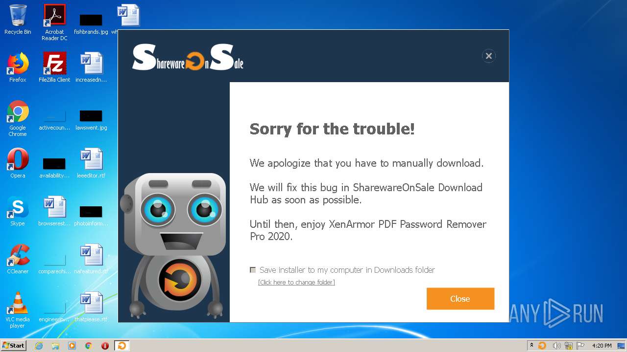 Malware analysis SharewareOnSale_Giveaway_XenArmor_PDF_Password_Remover ...