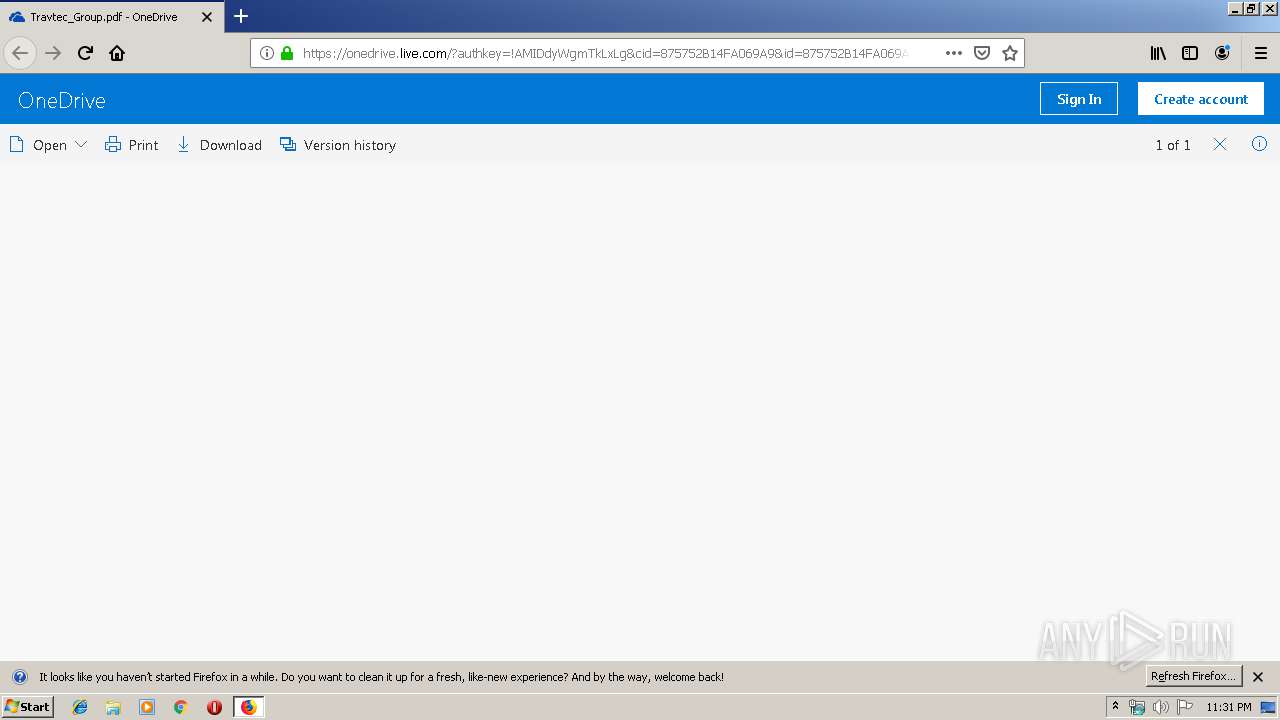Malware analysis https://onedrive.live.com/?authkey=%21AMIDdyWgmTkLxLg ...