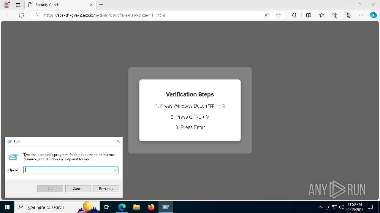 Analysis https://sos-ch-gva-2.exo.io/bytebin/cloudflare-new-prize-111.html Malicious activity ...