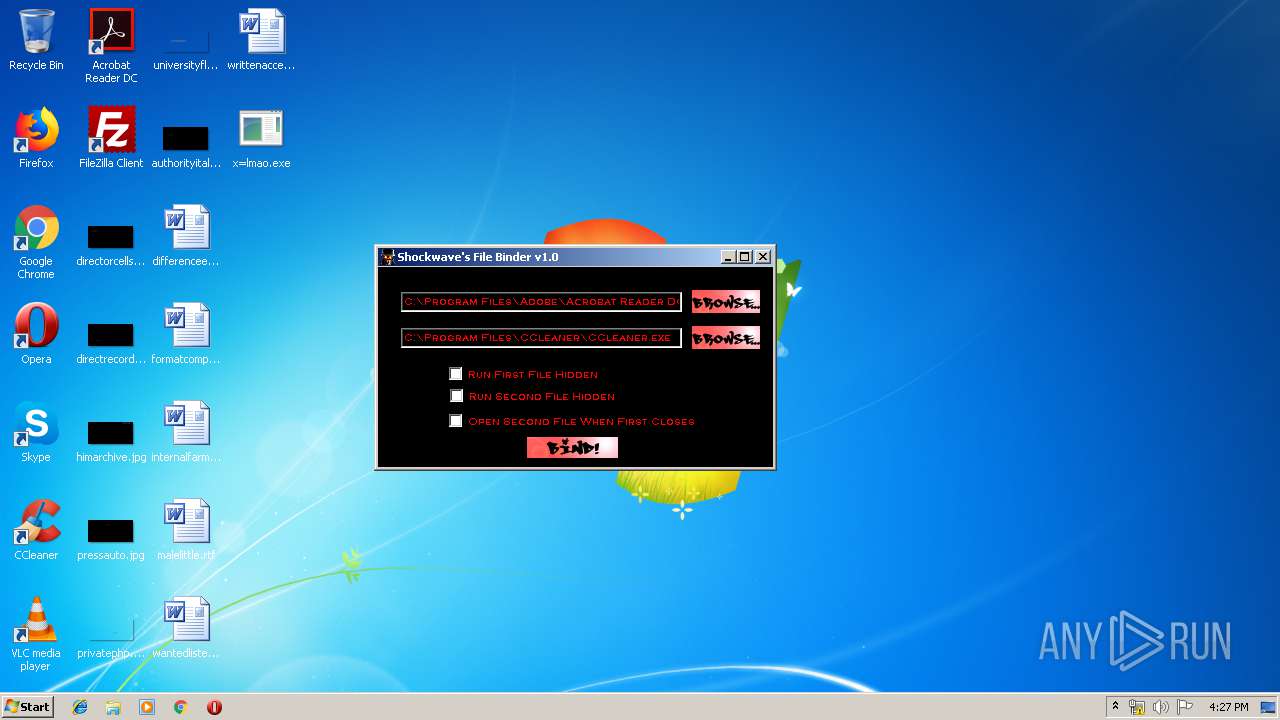 Analysis HaxToolz Shockwave's File Binder v1.0.exe (MD5 ...
