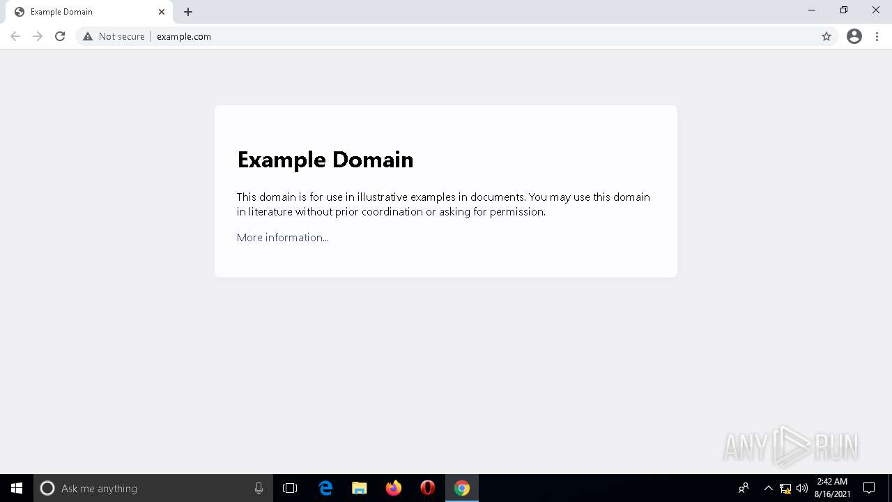 Analysis http://example.com No threats detected - Interactive analysis ANY.RUN