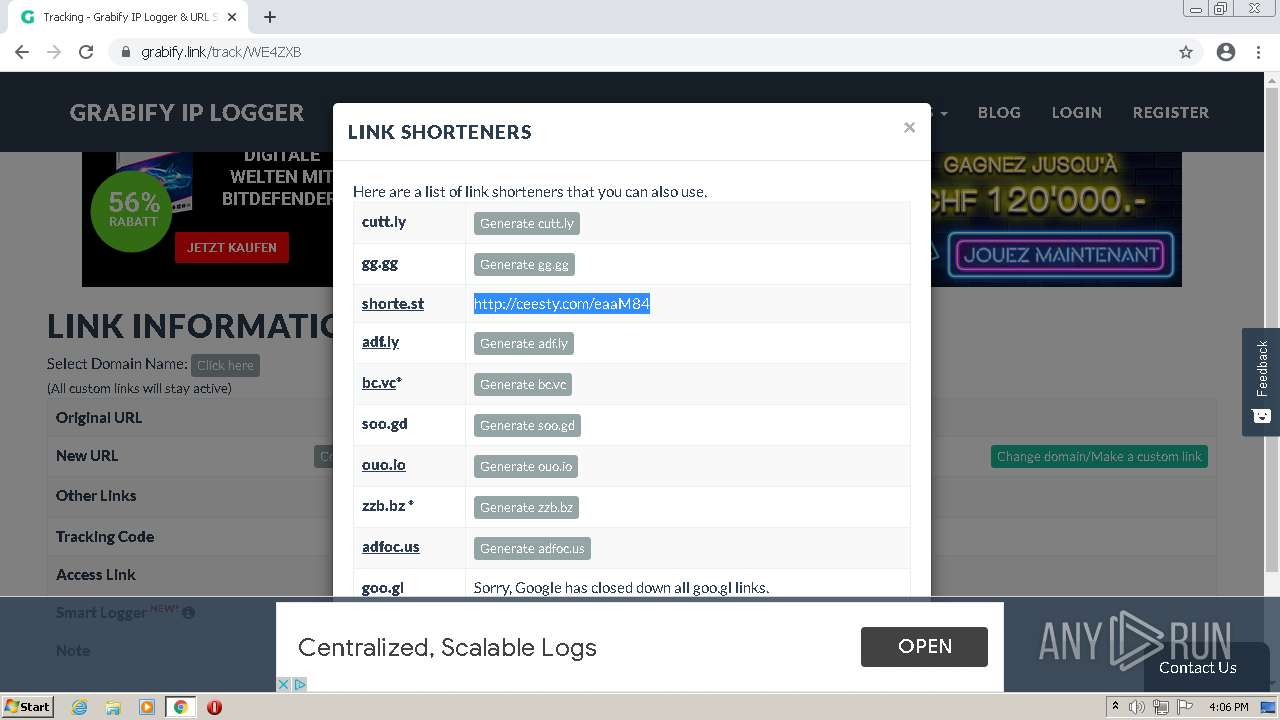 Analysis https://grabify.link/ Malicious activity - Interactive ...