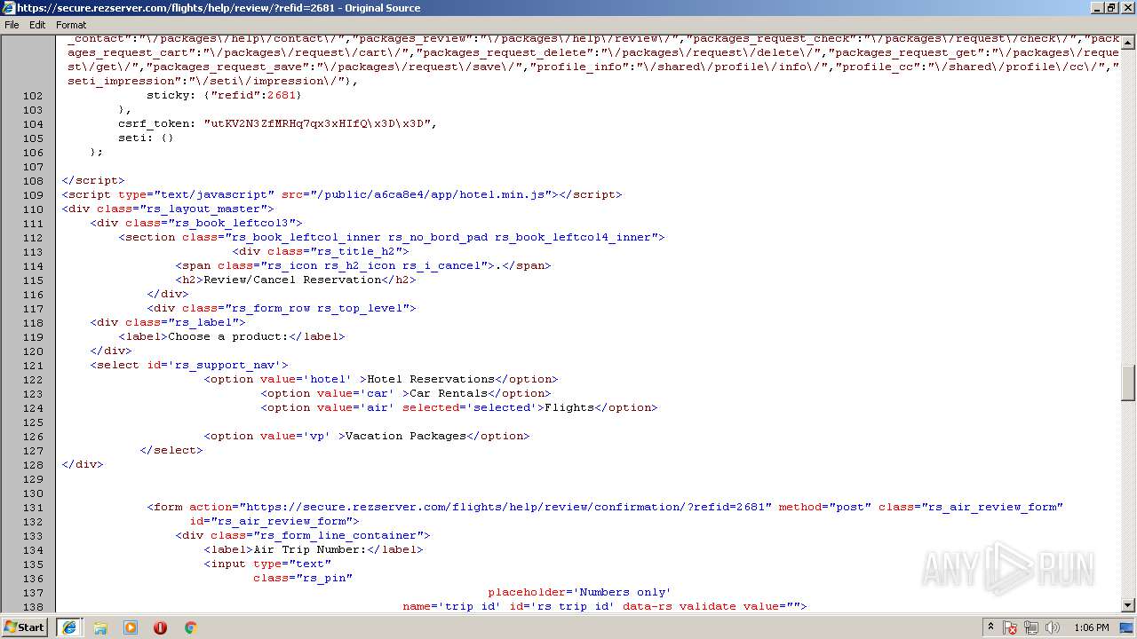 Malware analysis https://secure.rezserver.com/flights/help/review ...