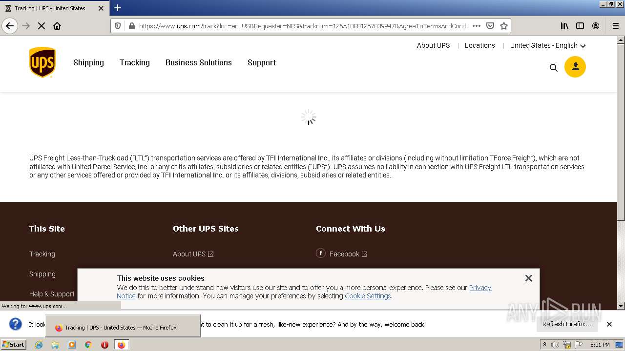 Malware analysis https://www.ups.com/track?loc=en_US&Requester=NES&tracknum=1Z6A10F81257839947 ...