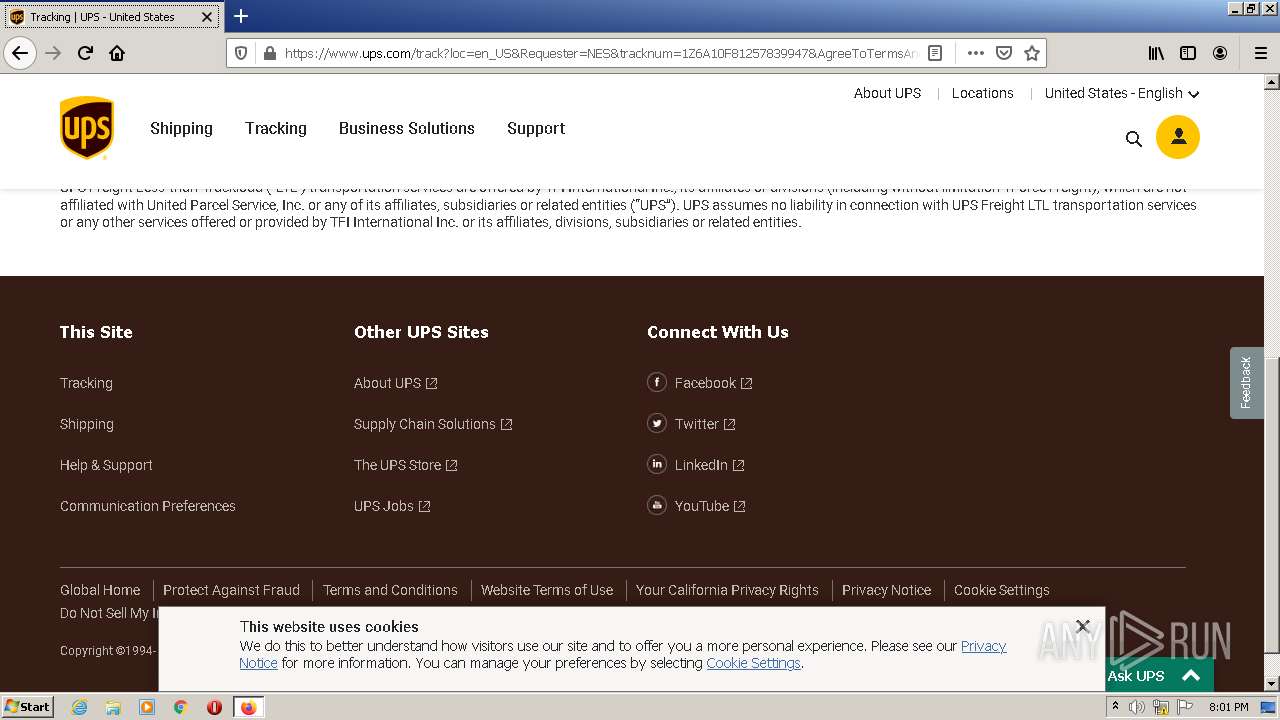 Malware analysis https://www.ups.com/track?loc=en_US&Requester=NES&tracknum=1Z6A10F81257839947 ...