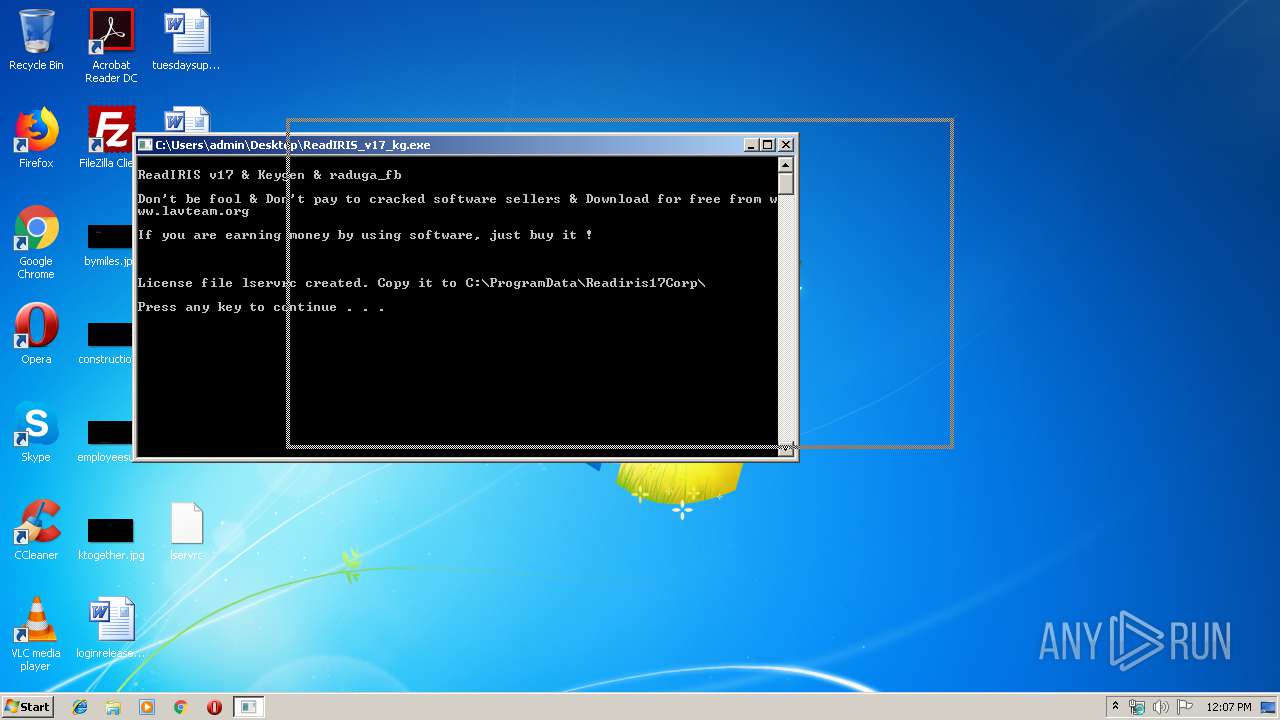 Malware analysis ReadIRIS_v17_kg.exe No threats detected | ANY.RUN ...