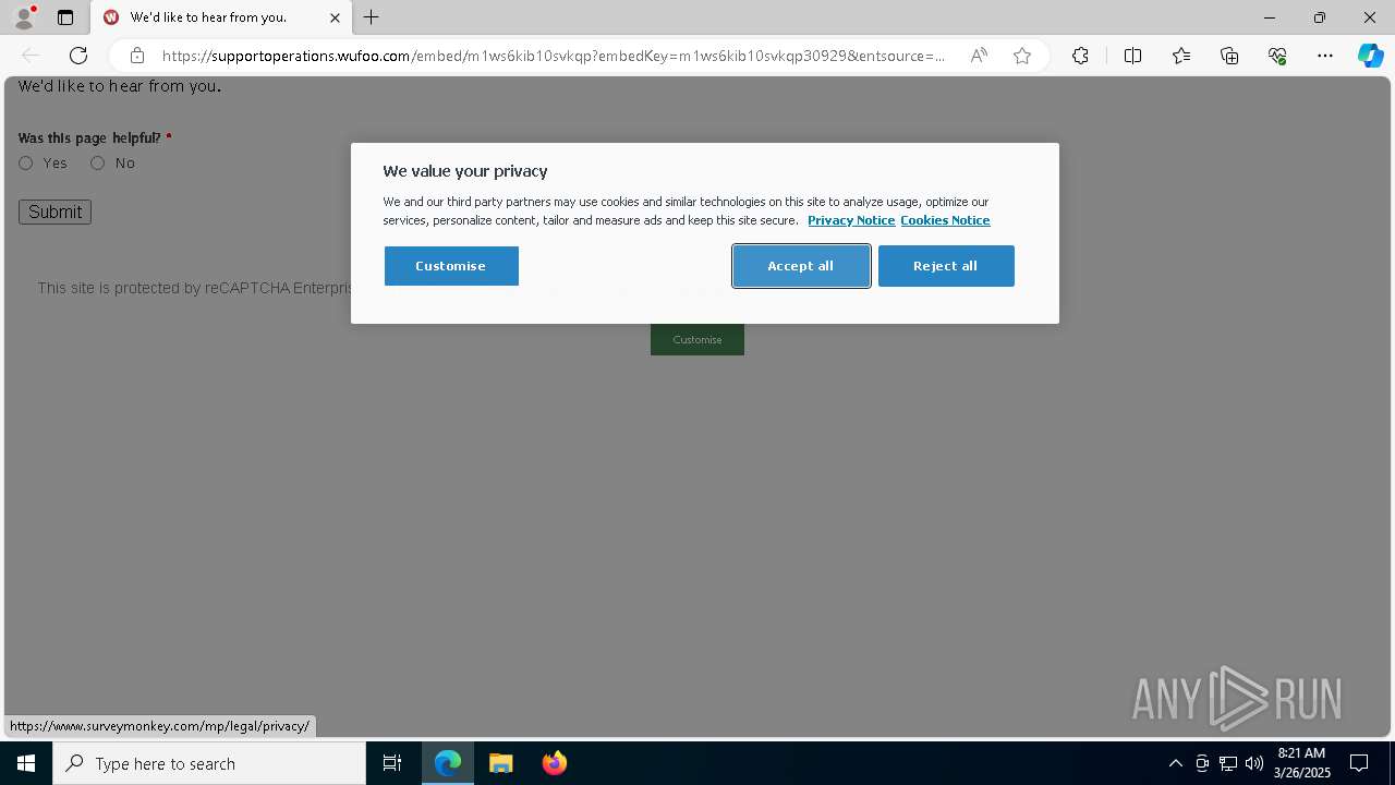 Analysis https://supportoperations.wufoo.com/embed/m1ws6kib10svkqp?embedKey=m1ws6kib10svkqp30929 ...