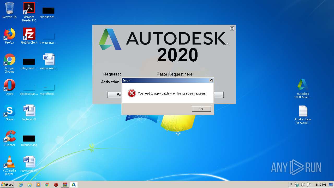 Analysis Autodesk 2020 Keymaker.rar (MD5 ...