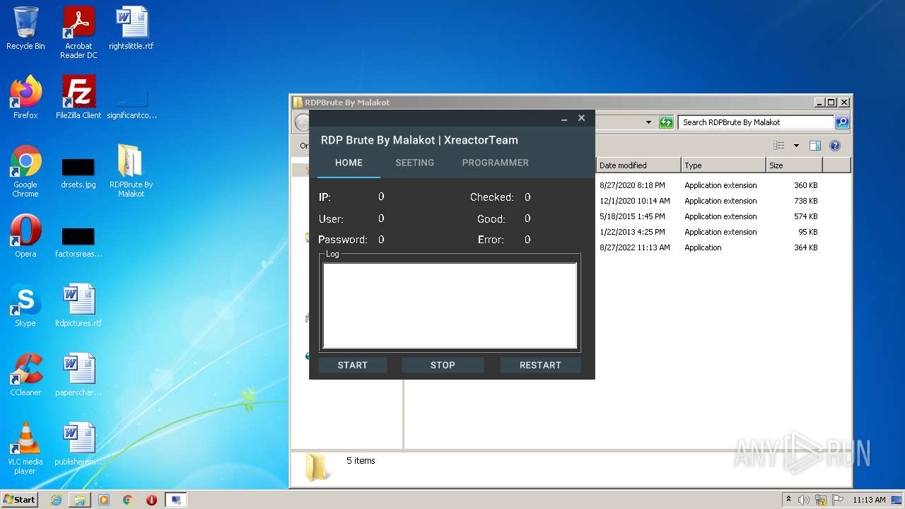 Malware analysis RDPBrute By Malakot [Crax.Pro - Crax.Tube].rar ...